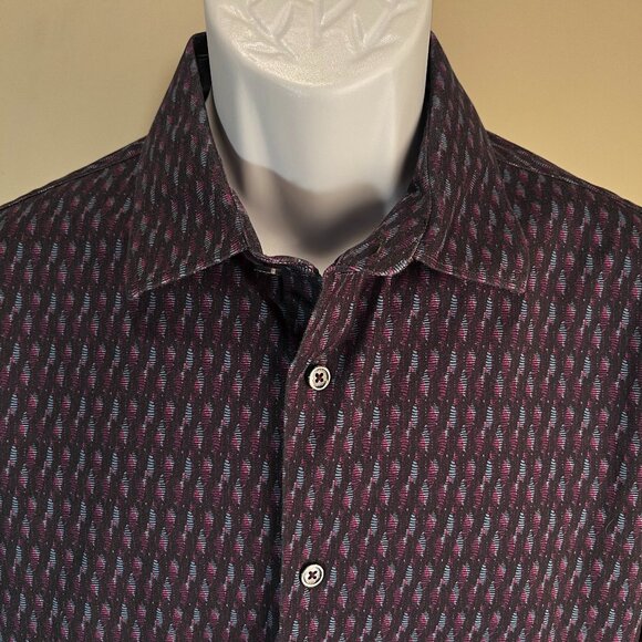 Bugatchi | Shirts | Bugatchi Mens Blue Purple Fish All Over Ooohcotton ...